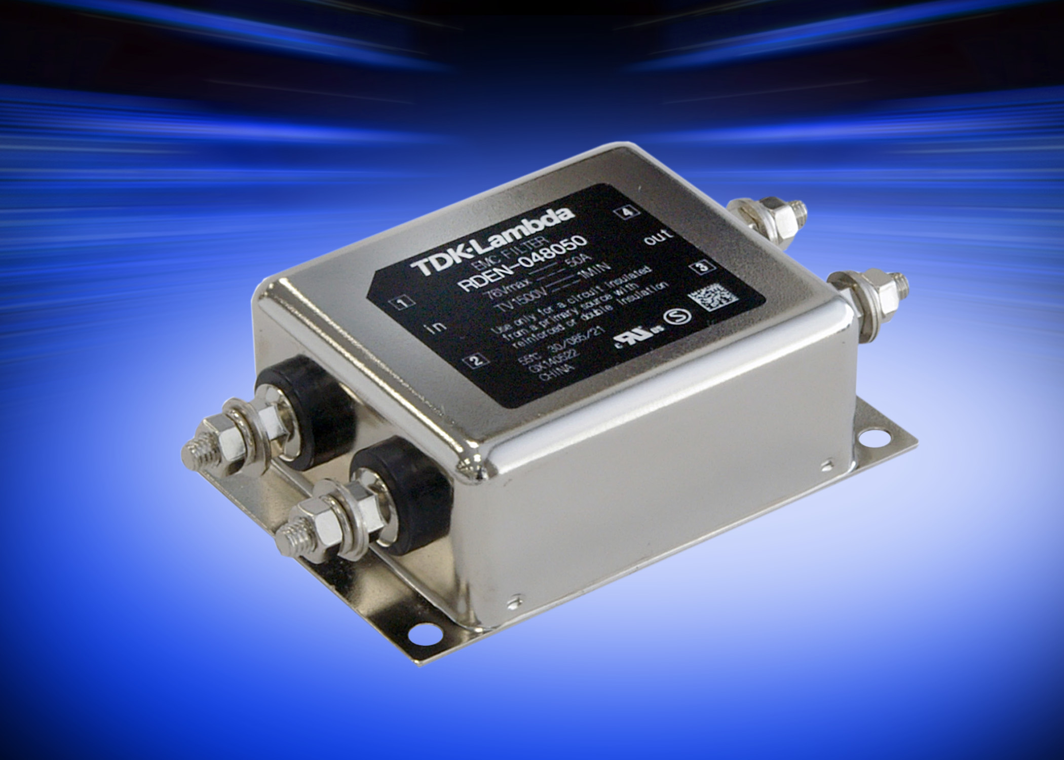 Kompakte 75VDC EMV-Filter mit Nennstrom von 50A
