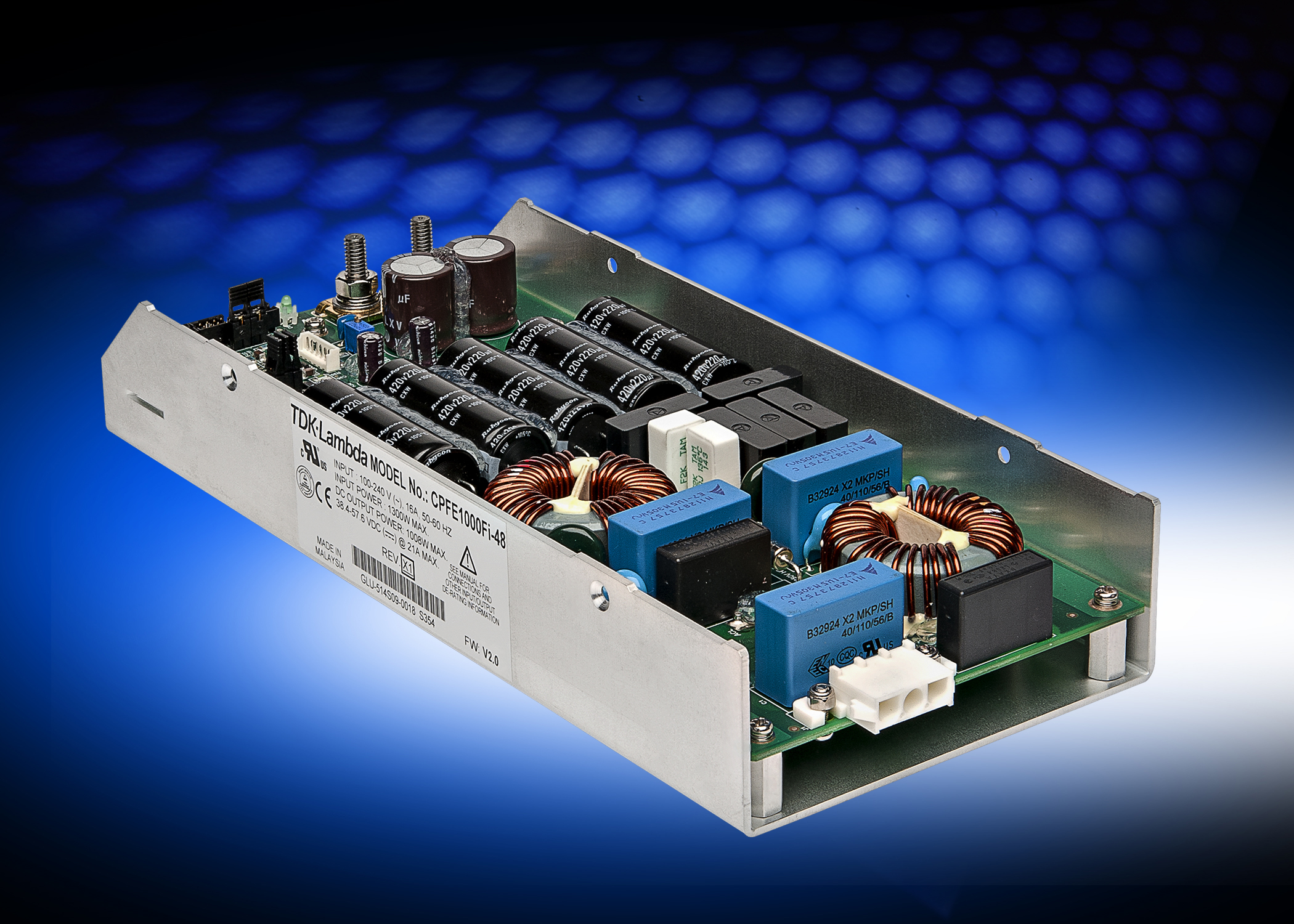 Compact, conduction cooled power supplies are rated at 1000W